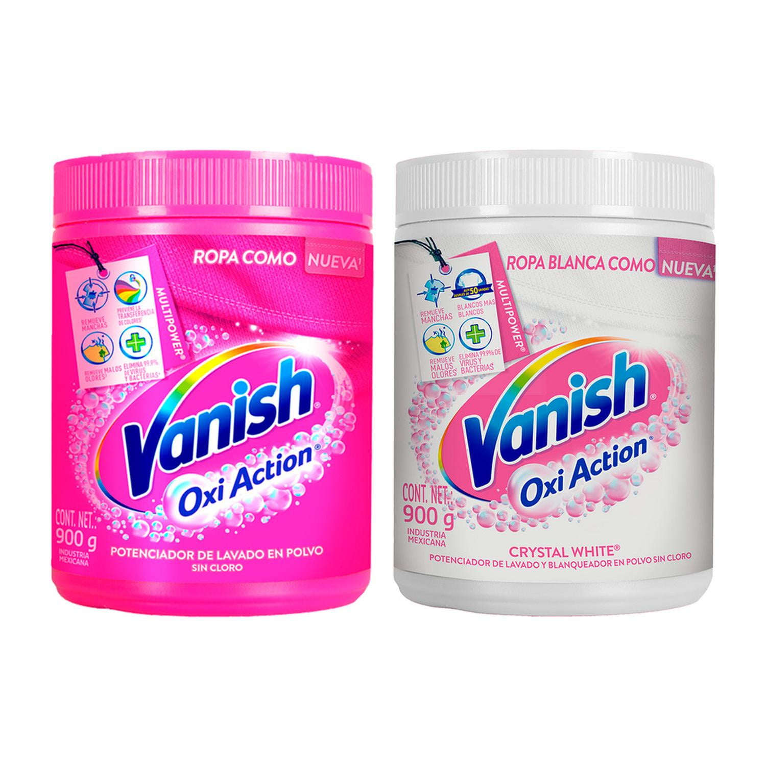 Pack de Quitamanchas en Polvo Vanish Blanco 900g + Rosa 900g | Walmart ...