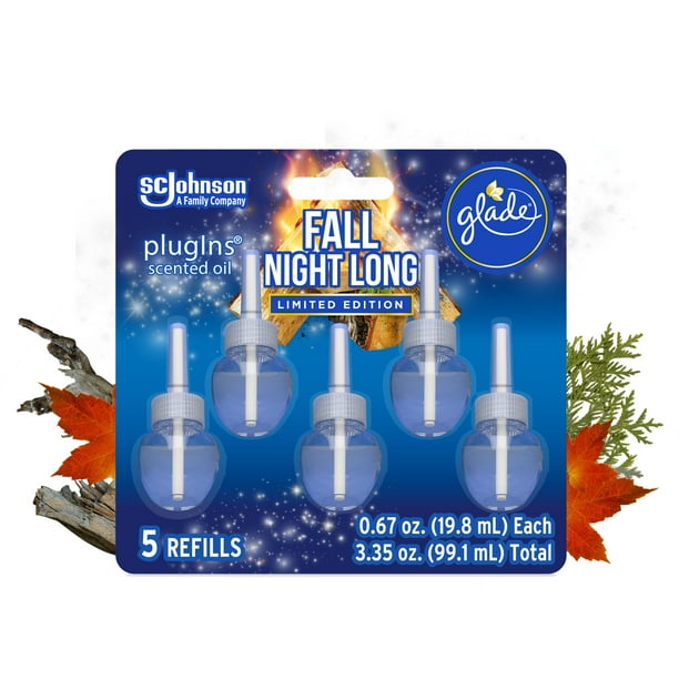 Glade PlugIns Refill 5 CT, Fall Night Long, 3.35 FL. OZ. Total, Scented ...