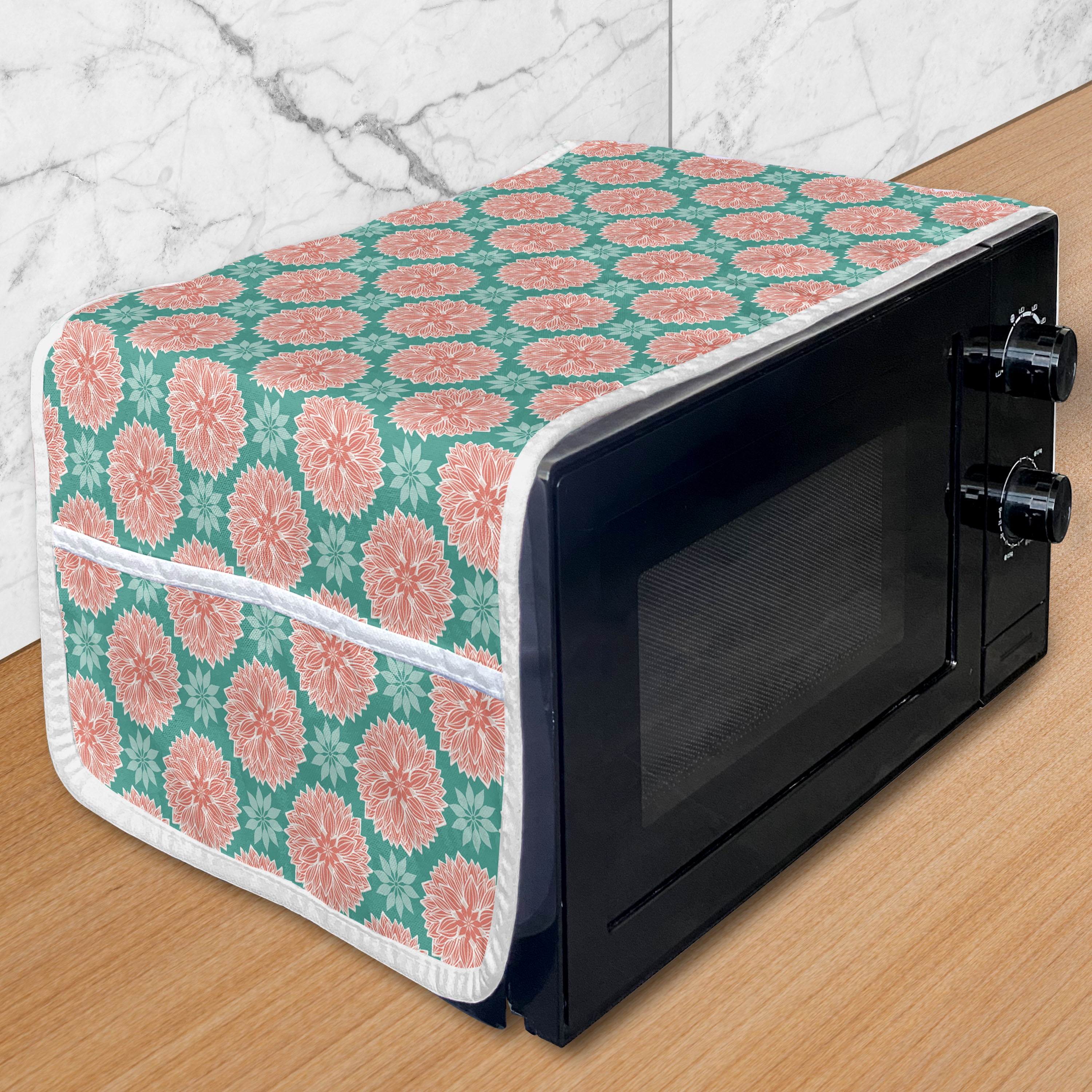 Floral Microwave Oven Cover, Modern Style Pastel Lotus Flowers in ...