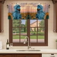 Astronauts 2 Panels Kitchen Valance, Floral Landscape Sunflower Field ...