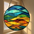 Rolling Sea Wave Design Window Suncatcher, Decorative Stained Glass ...