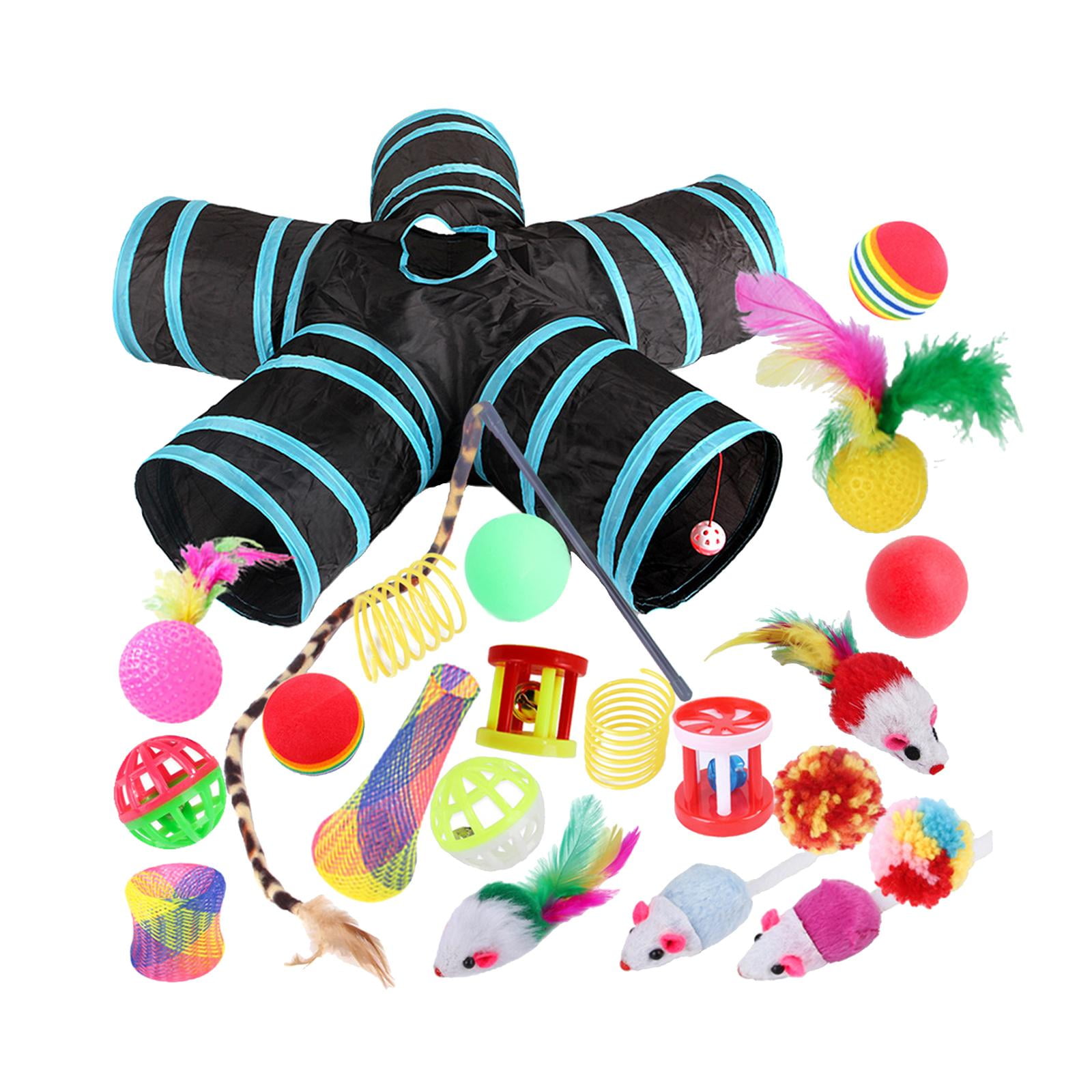 22 piece Interactive Cat Toy Sets,Collapsible Cat Tunnels for Indoor ...