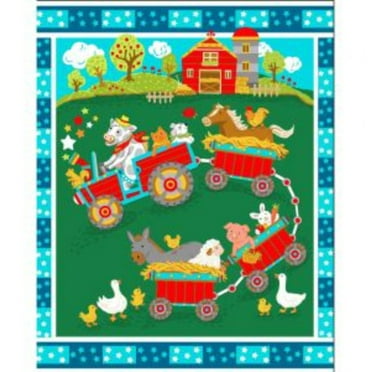 36" X 44" Panel McCormick Farmall Farm Tractor Barn Plaid Pillow Cotton ...