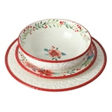 The Pioneer Woman Merry Meadow Red 12-Piece Stoneware Dinnerware Set ...