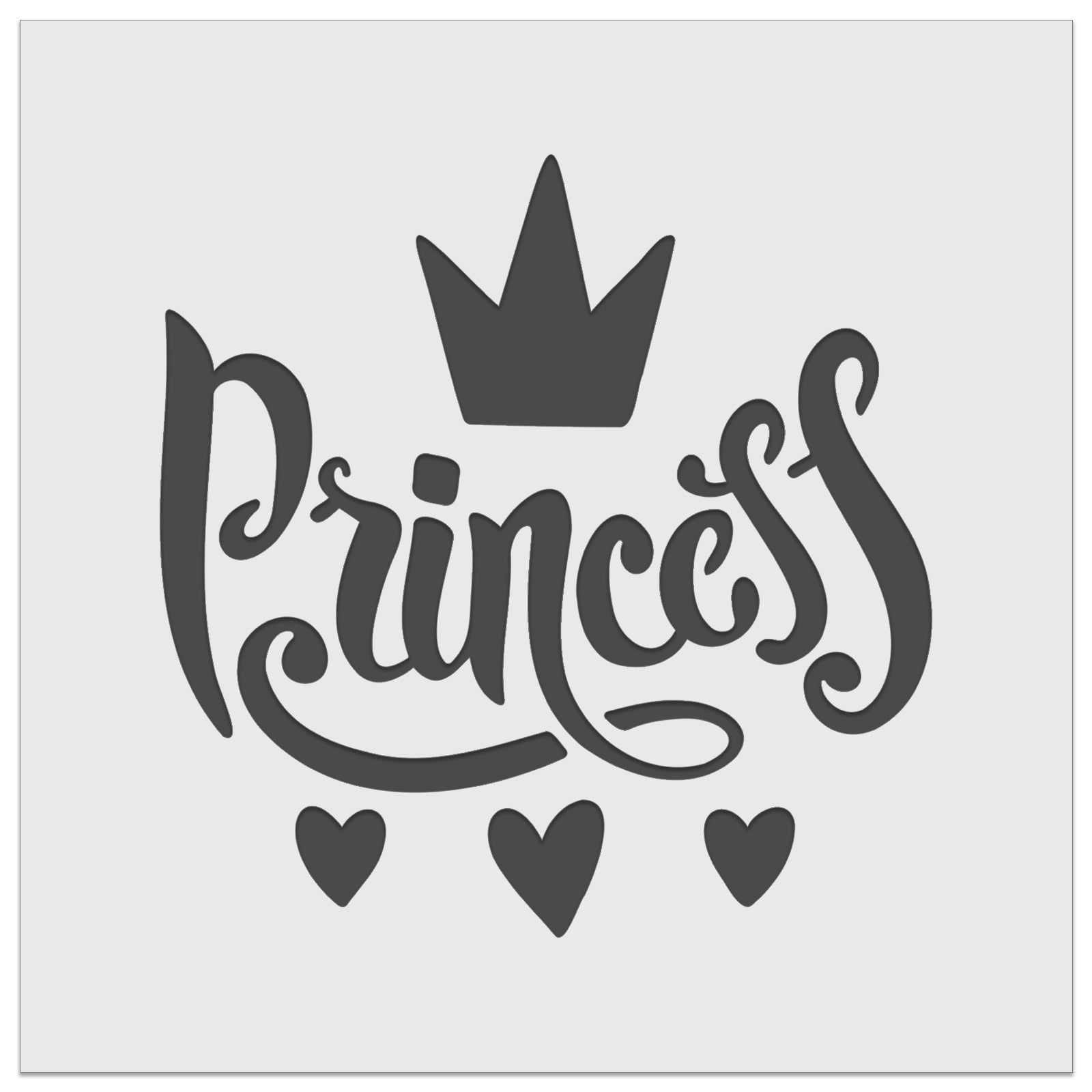 Princess Cursive with Crown and Hearts DIY Cookie Wall Craft Stencil ...
