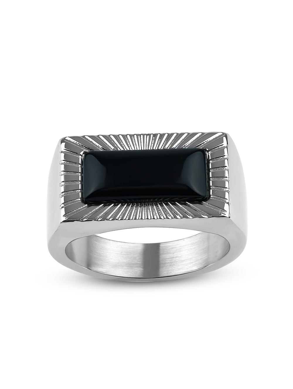 Rectangle Onyx 316L Stainless Steel Flat-Top Ring - Walmart.com