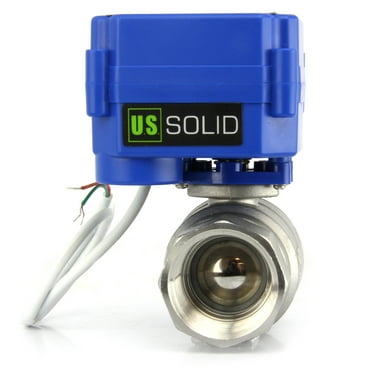 U.S. Solid 3/4 inch Brass Motorized Ball Valve, 85-265V AC, 2-Wire Auto ...