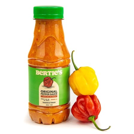 Bertie's Original Pepper Sauce, 25 oz, Made with Trinidad Hot Peppers ...