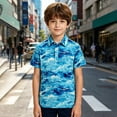 OOOUM Boys Short Sleeve Golf Shirt Mesh Fashionable Print Crewneck ...