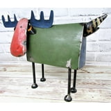 Rustic Large 14.5 in x 12 in Repurposed Scrap Metal Moose Statue Home ...