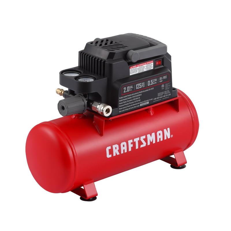 Craftsman 2 gal Horizontal Portable Air Compressor Tank 125 psi 0.3 HP ...