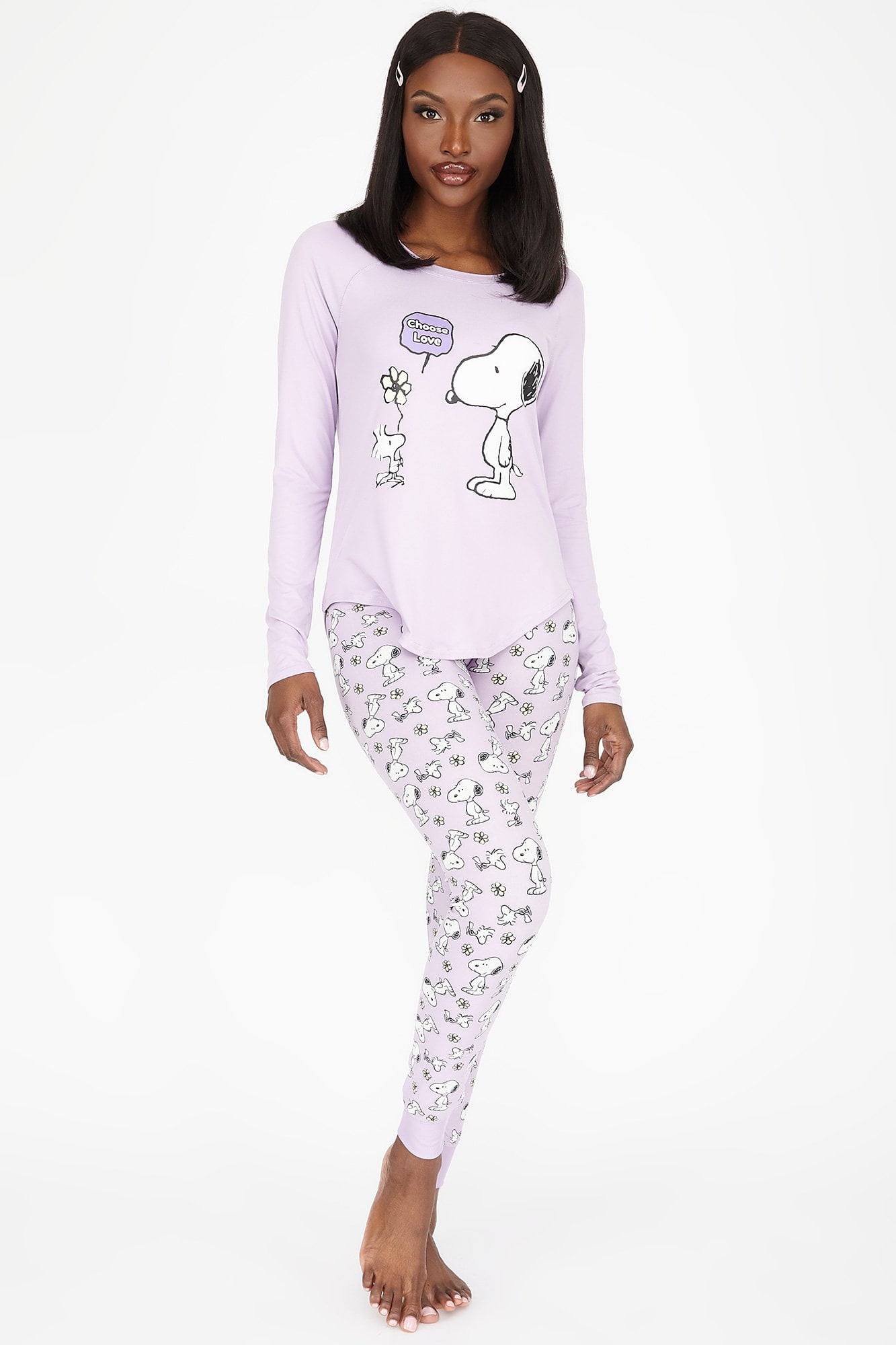 Urban Planet Women's Soft 2-Piece Snoopy Choose Love Graphic Long ...