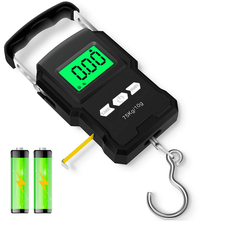 Portable Electronic Scale, 165lbs/75kg LCD Backlit Digital Fish Scale ...