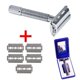 Men's Traditional Classic Double Edge Chrome Shaving Safety Razor and 5 ...