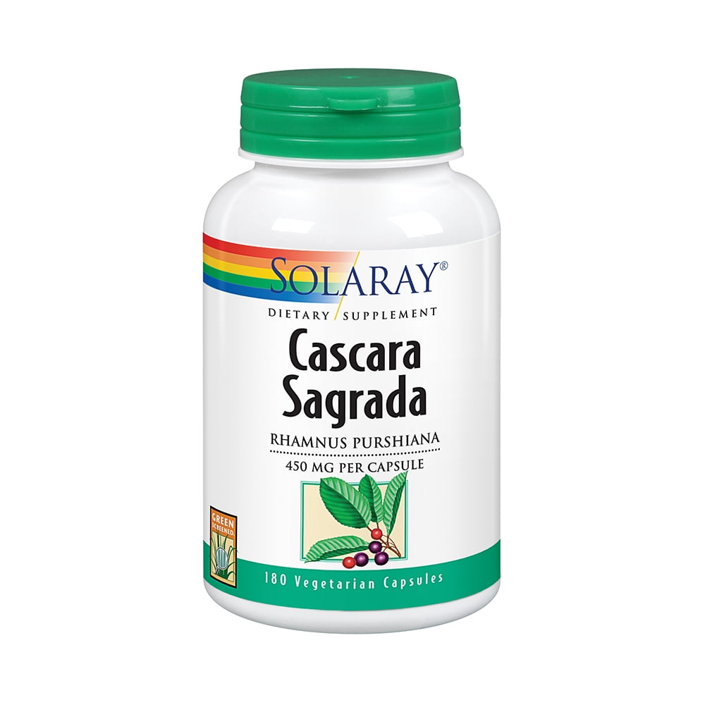Solaray Cascara Sagrada Capsules, 450 mg, 180 Count - Walmart.com ...
