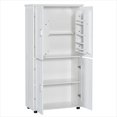 Tall Wide Freestanding Bathroom Storage Cabinet, 4 Louvered Doors ...