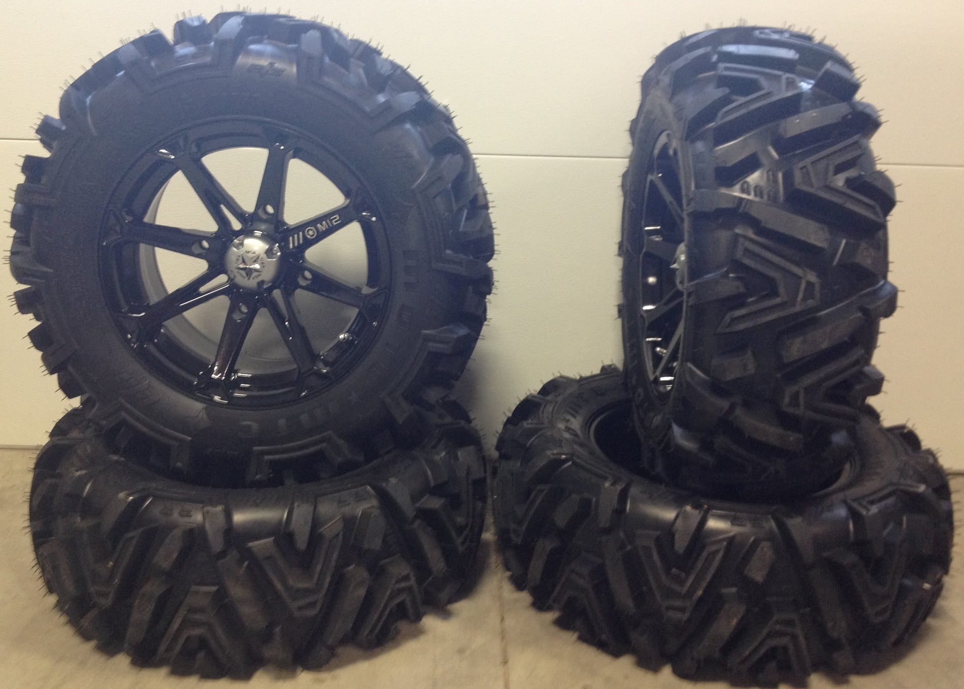 MSA Black Diesel 15" UTV Wheels 28" Moto MTC Tires Polaris RZR XP 1000 ...