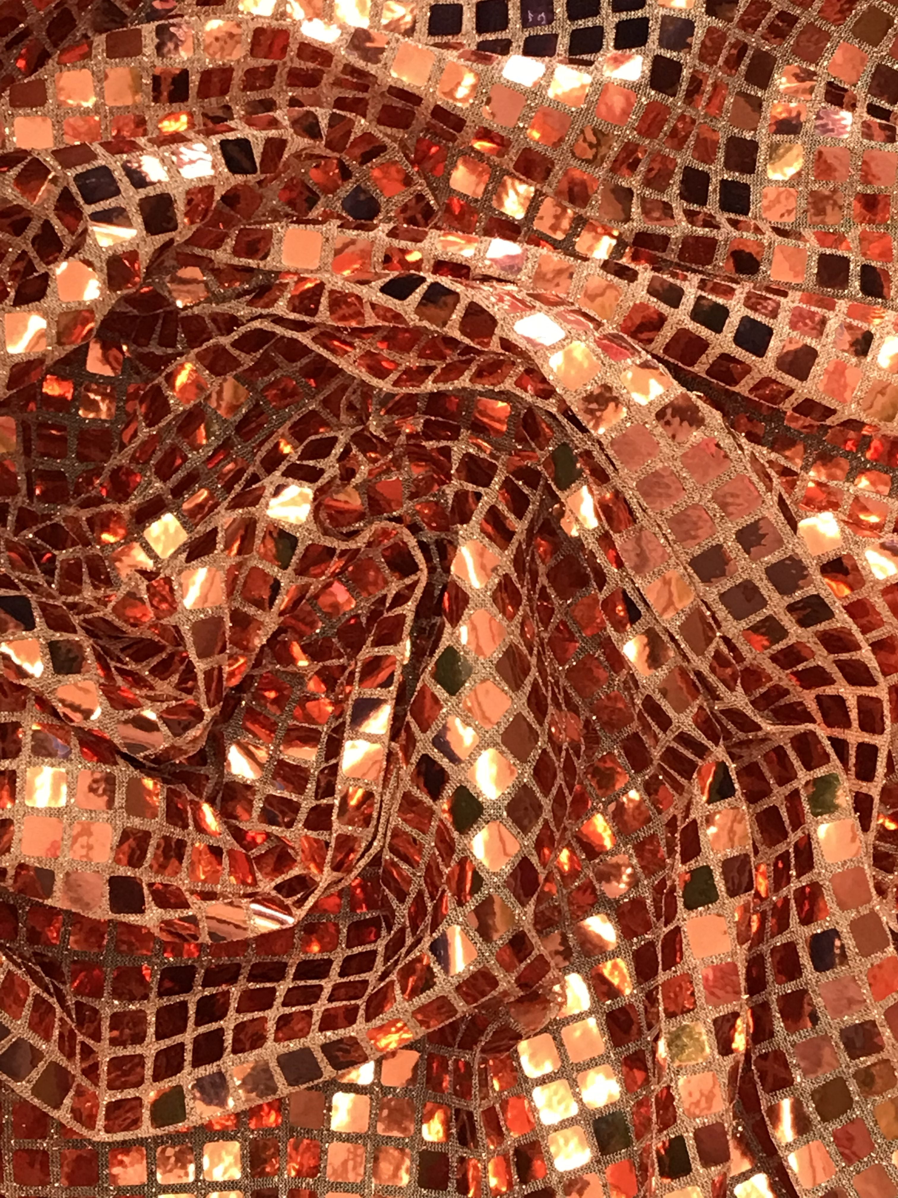 Square sequins glue on metallic mesh, 45" wide, sells by the yard ...