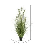 Vickerman 24" PVC Artificial Potted Green Grass with Pomp Balls ...
