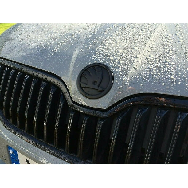 Black 90mm emblem badge 3m adhesive front rear bonnet boot for skoda ...