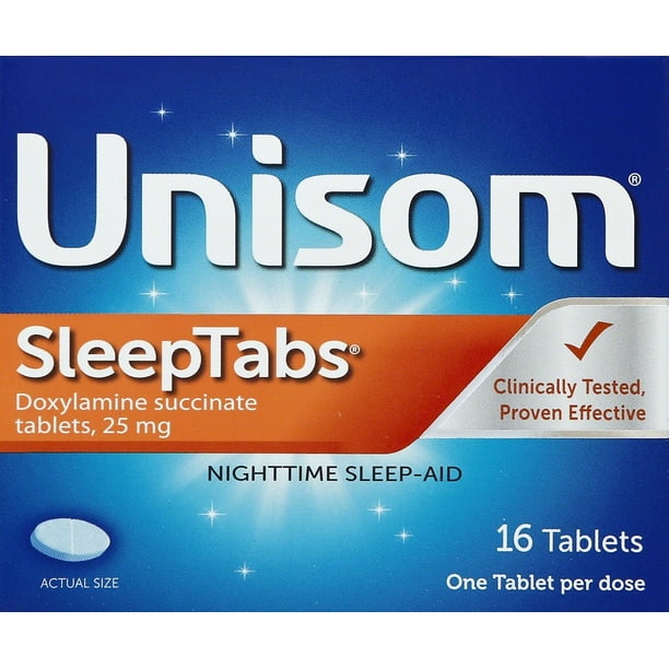 Unisom SleepTabs Tablets (16 Ct), Sleep-Aid, Doxylamine succinate ...