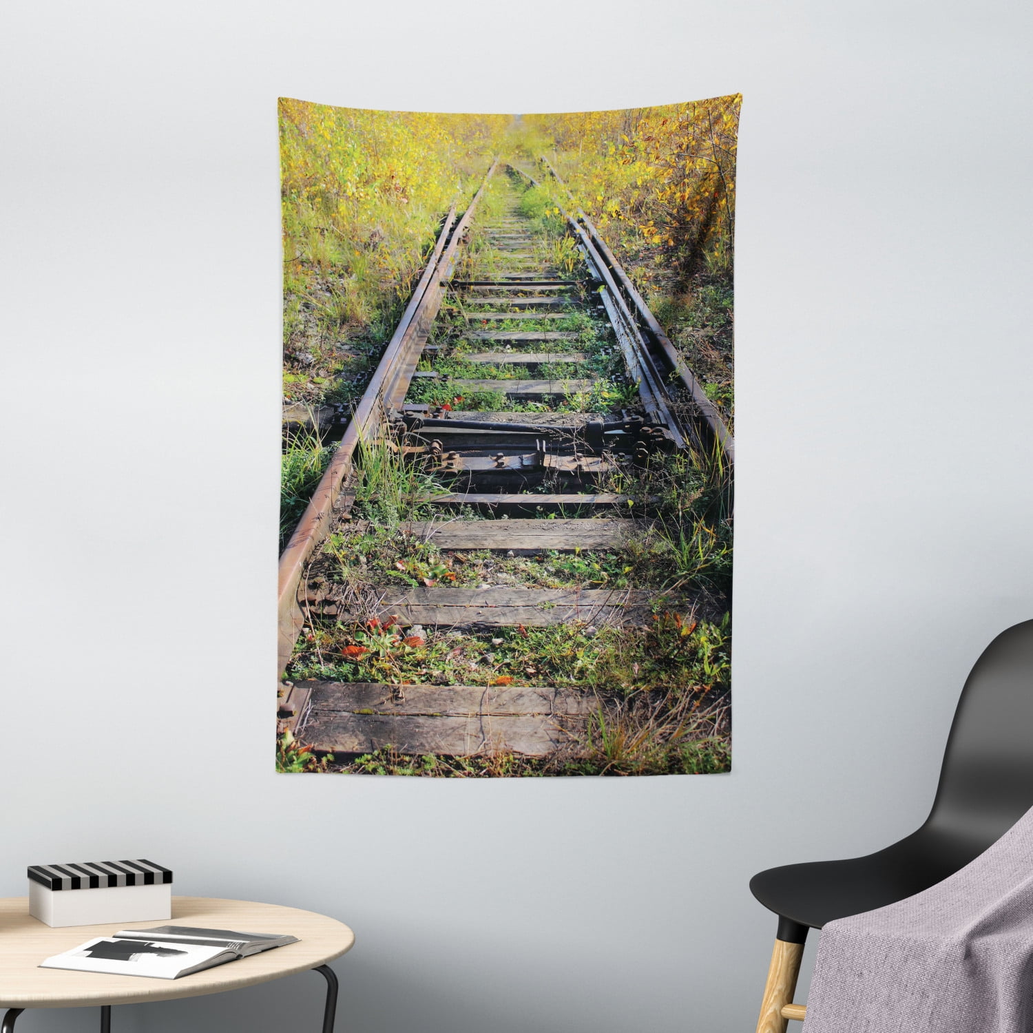 Train Track Tapestry, Nostalgic Journey Photo of Old Rustic Abounded ...