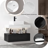 DEXTRUS 39.4'' Wall Mounted Single Floating Bathroom Vanity with Drawer ...