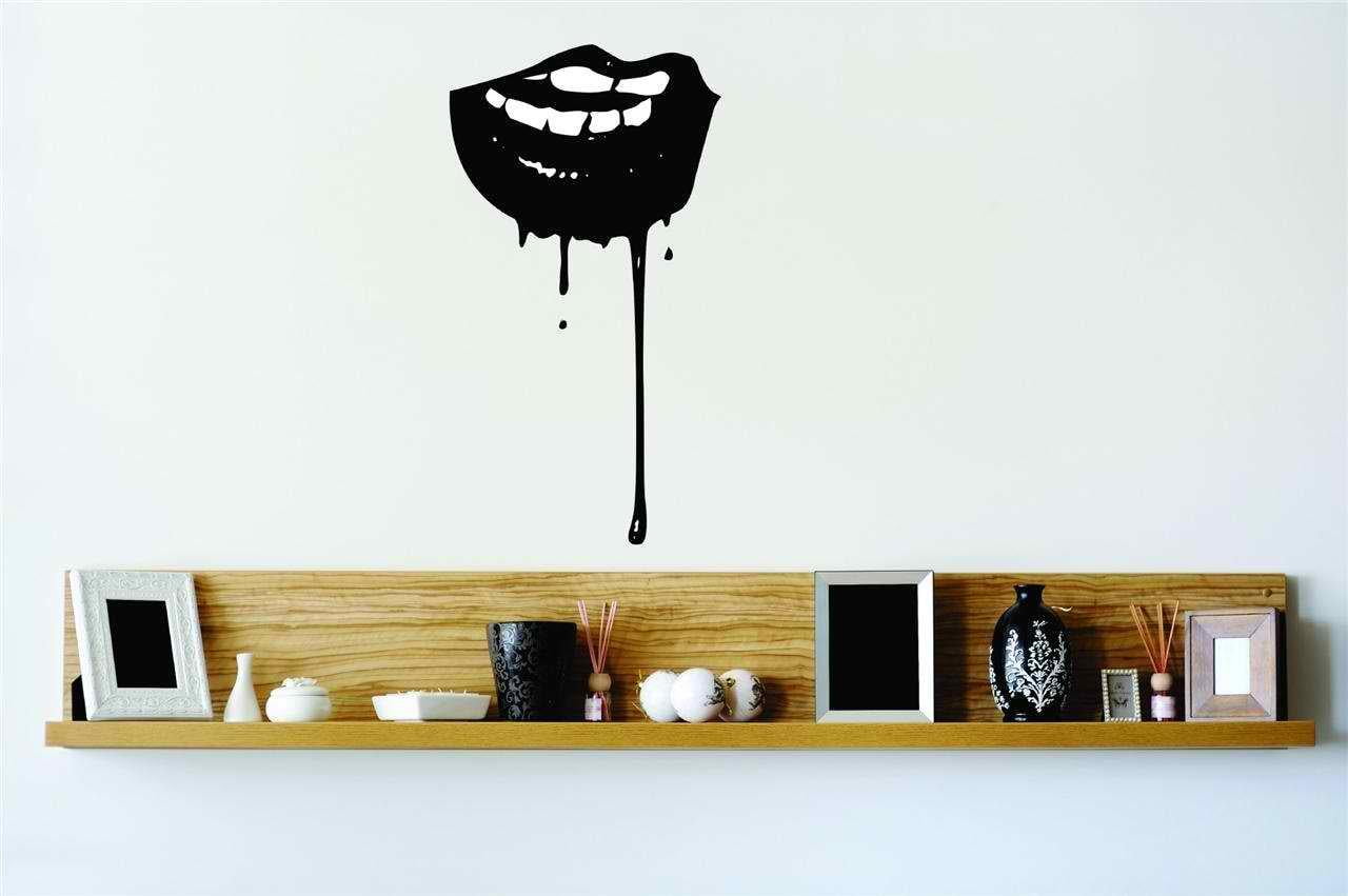 Design With Vinyl Artwork Vampire Lips Blood Dripping Wall Decal for ...