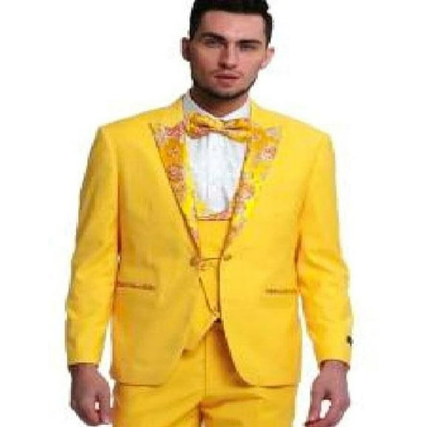 Yellow Tuxedo Suits - Black And Yellow Tuxedo - Yellow Groomsmen Suits ...