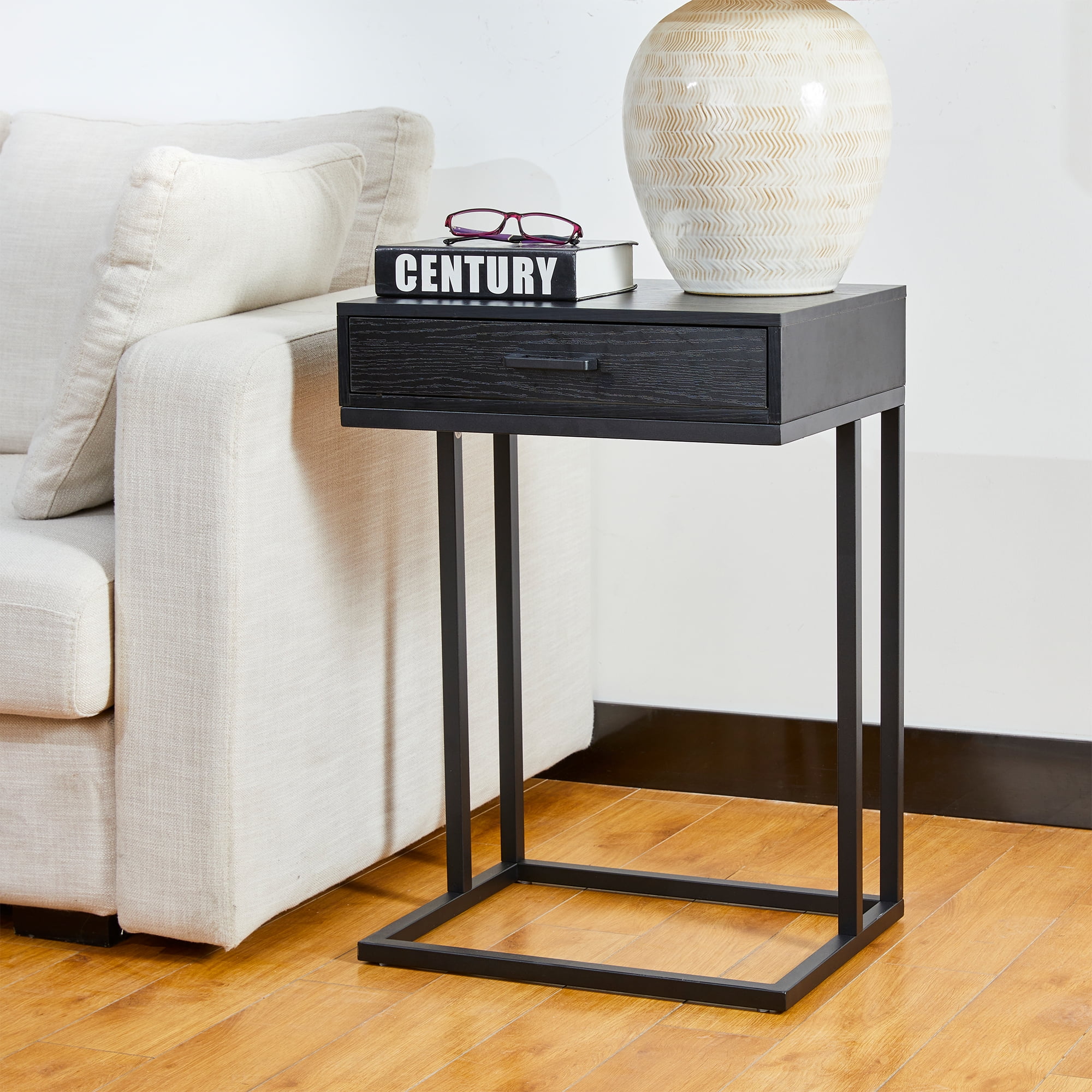 Glitzhome 26" Height End Table Modern Industry Design with 2 USB ...