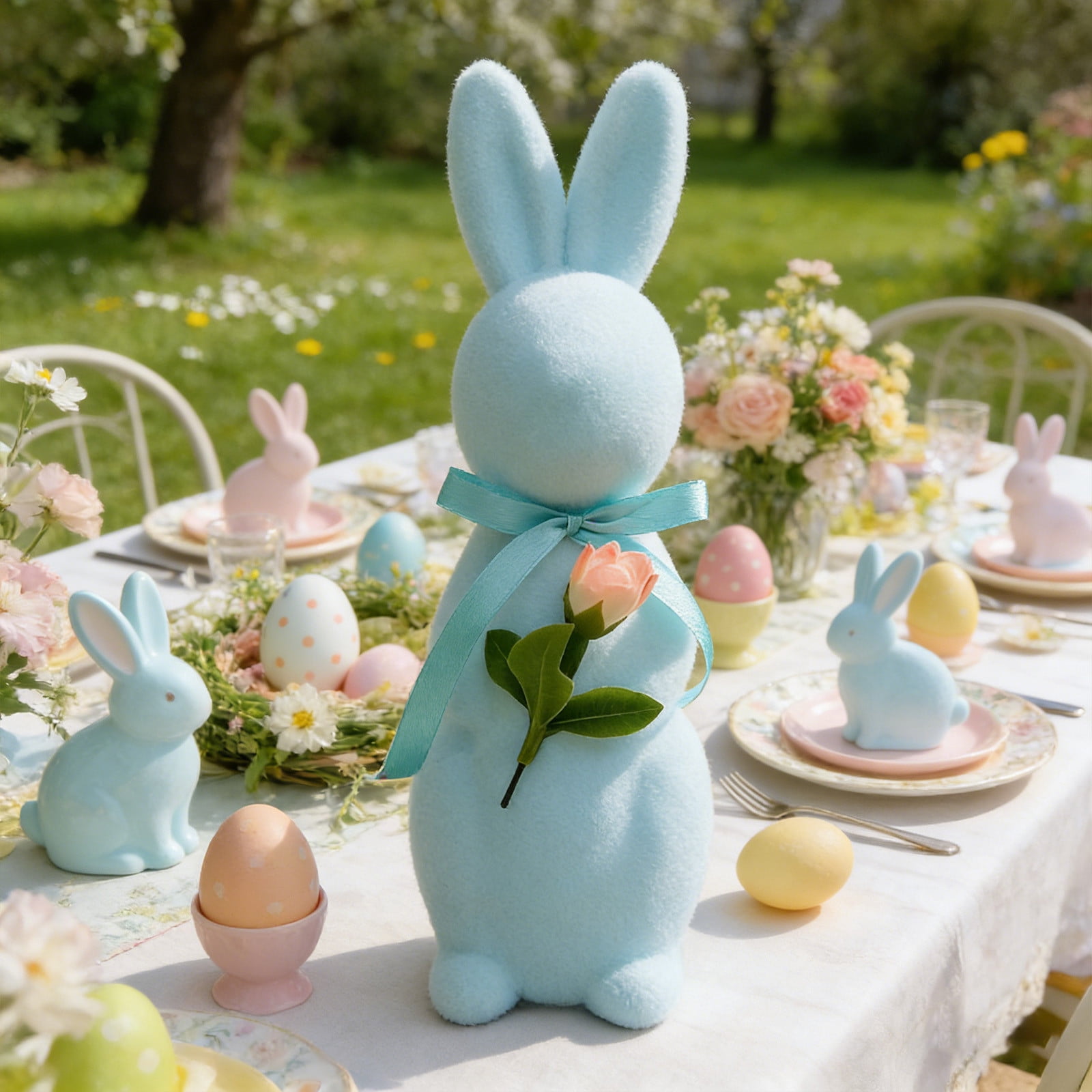 Click here for Tdxkok Easter Themed Flocked Standing Bunny Figuri... prices