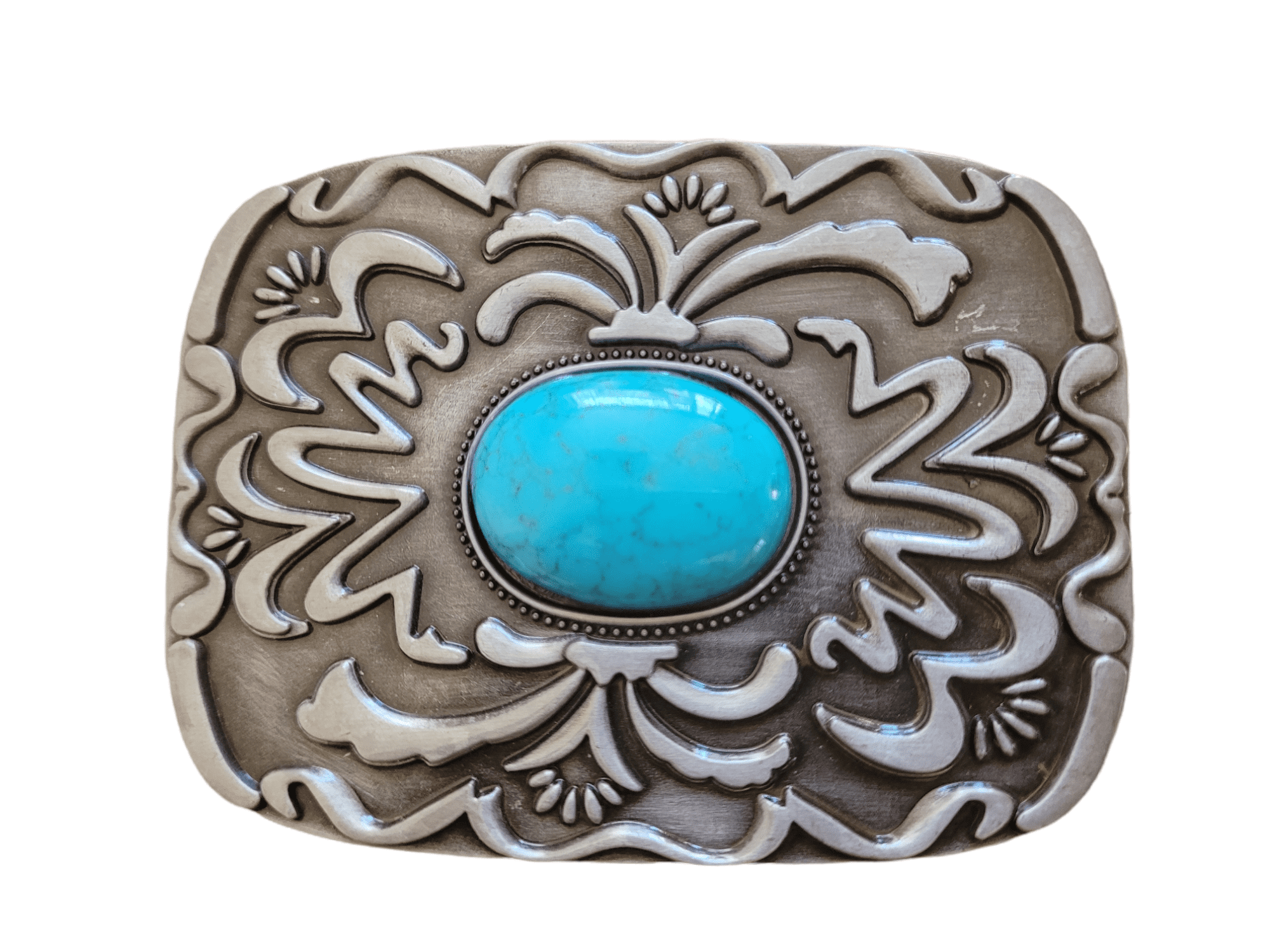 Silver Finish American Western Cowboy Turquoise Belt Buckle by MDream ...