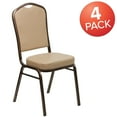 BizChair 4 Pack Crown Back Stacking Banquet Chair in Tan Vinyl - Copper ...
