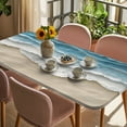 Abstract Beach Waves Fitted Rectangle Tablecloth 30" x 60" Watercolor ...