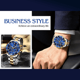 OLEVS Large Blue Face Men's Watch - Gold and Silver Stainless Steel ...