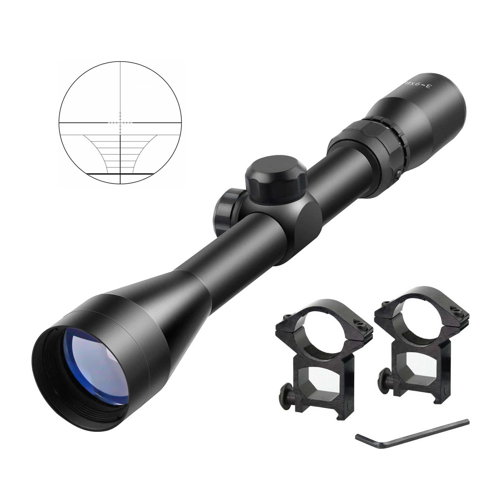 Beileshi 3-9x40 Optical Rifle Scopes with Rangefinder Reticle 20mm ...