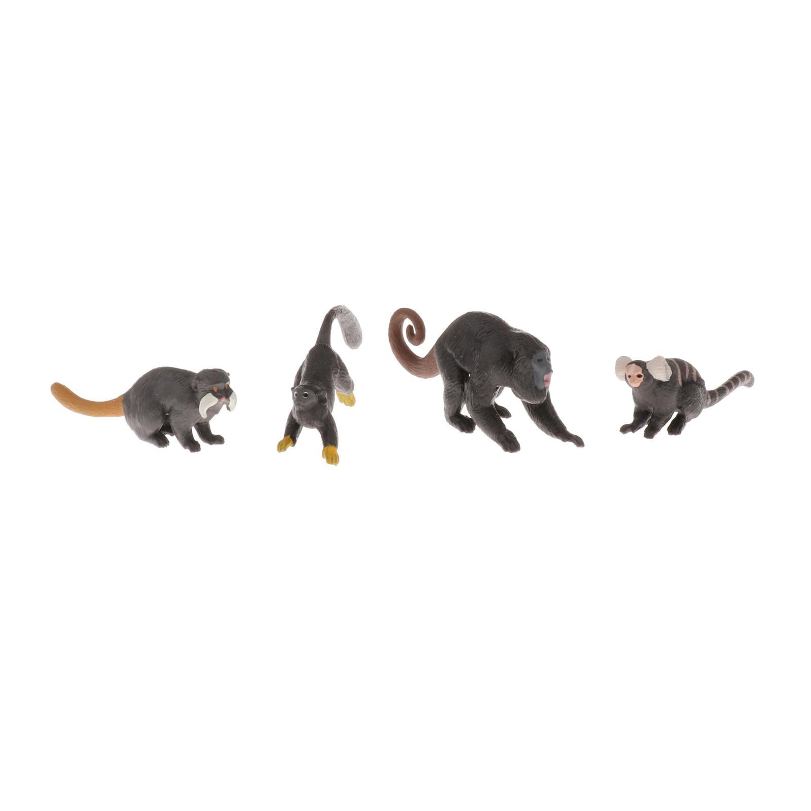 4 Pieces Monkey Hand Painted Toy Monkey Figurine Model for Ages 3 and ...