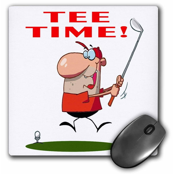 3dRose Tee Time Funny Golfer Soprts Golf Cartoon Design, Mouse Pad, 8 ...