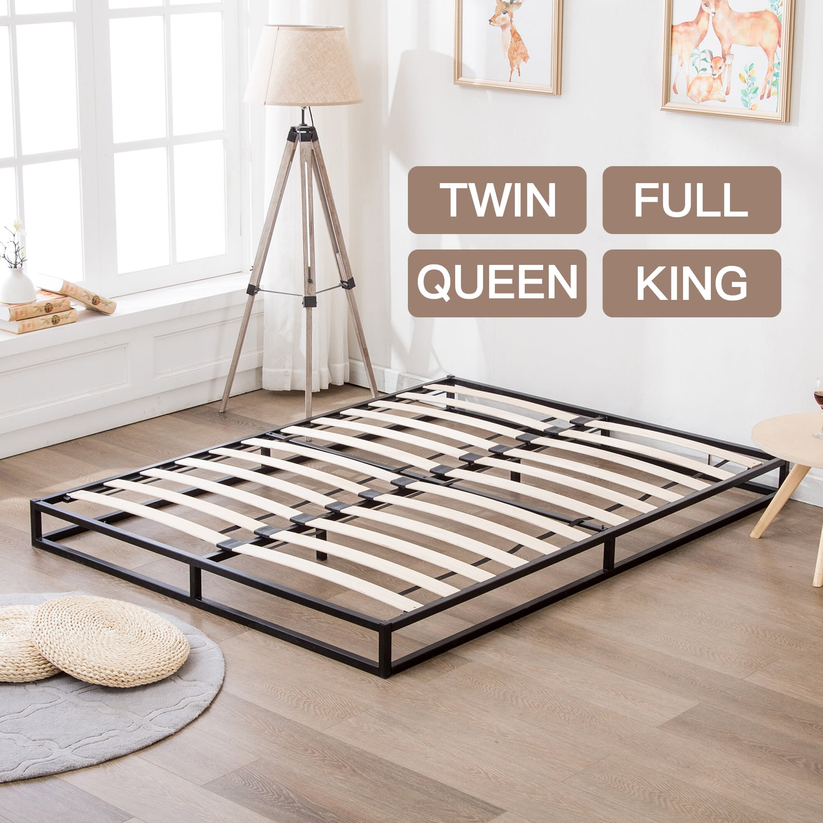 Bed Frame Mecor Metal Platform Wood Slats Full Size - Walmart.com