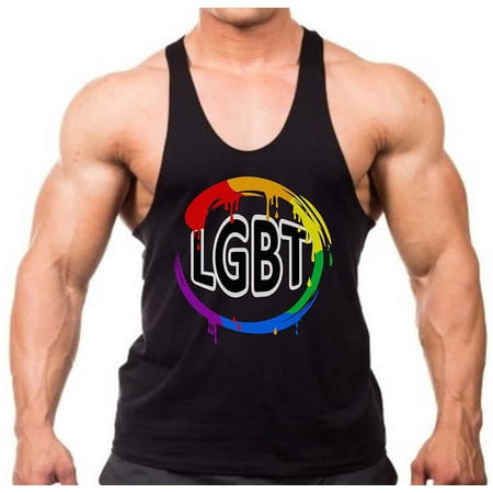Mens LGBT Dripping Circle KT T11 Black Stringer Tank Top Black ...