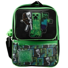 Minecraft Kids’ Backpack with Lunch Bag 4-Piece Set Green Black ...