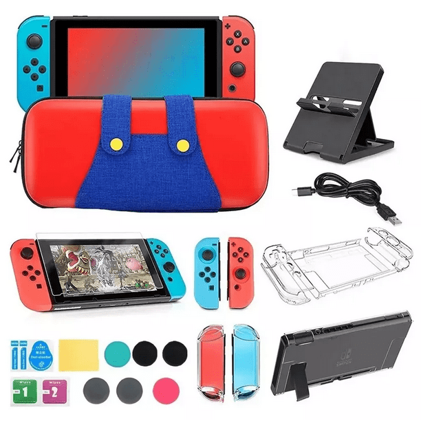 Kit Fundas Y Estuche De Nintendo Switch Con 20pzs Accesorios Rojo/Azul | Bodega Aurrera en línea