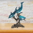 Dolphins and Sea Turtle Statue Swimming on a Coral Reef Base Sea Coral ...