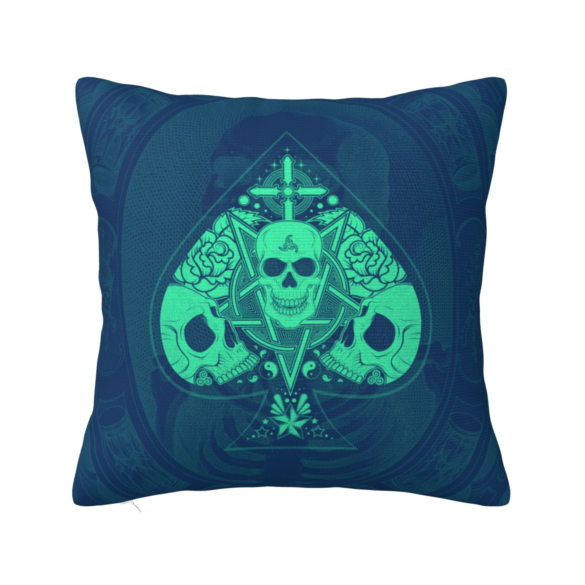 ZICANCN Poke Skull Ace Skull Print Throw Pillow Covers, Bed Couch Sofa ...
