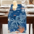 Blue Coastal Octopus Burlap Cotton Table Runner 13x72 Inches Long ...