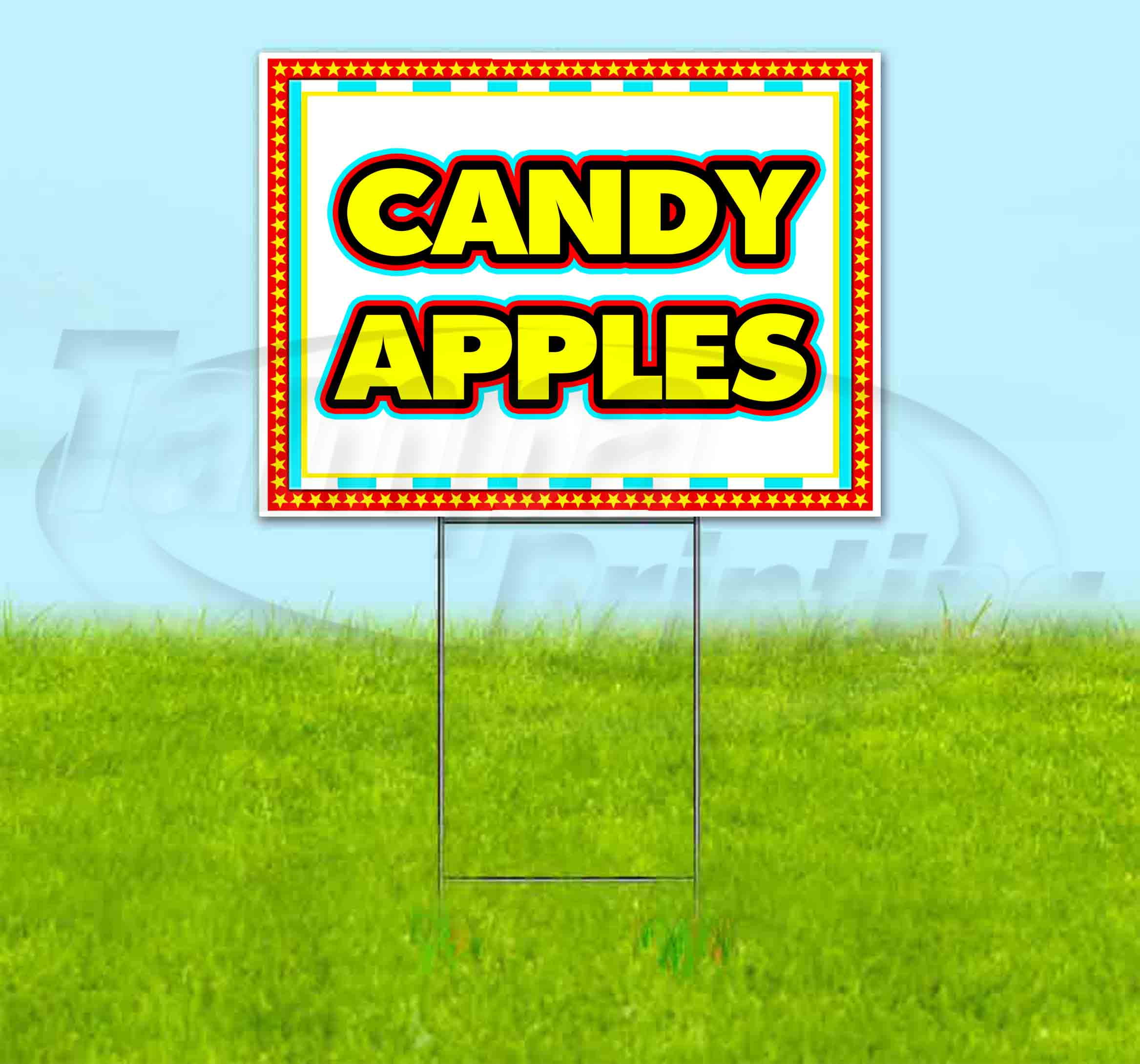 Candy Apples Carnival (18" X 24") Yard Sign, Includes Metal Step Stake ...