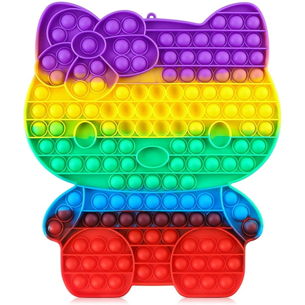 Pop Fidget Sensory Toys, Big Size Kitty Cat Pop Toys 143 Bubbles Push ...