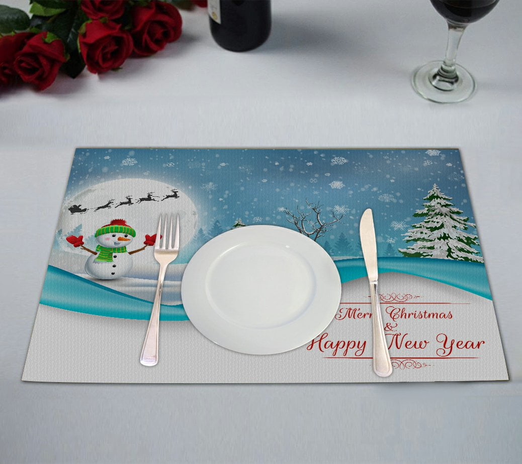 GCKG Winter Festival Placemat, Happy Snowman Christmas Placemat 12x18 ...