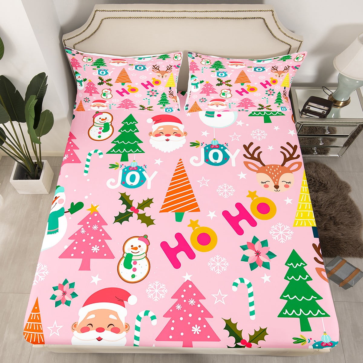 Click here for Yst Pink Christmas Bed Sheets For Girls  Cartoon S... prices