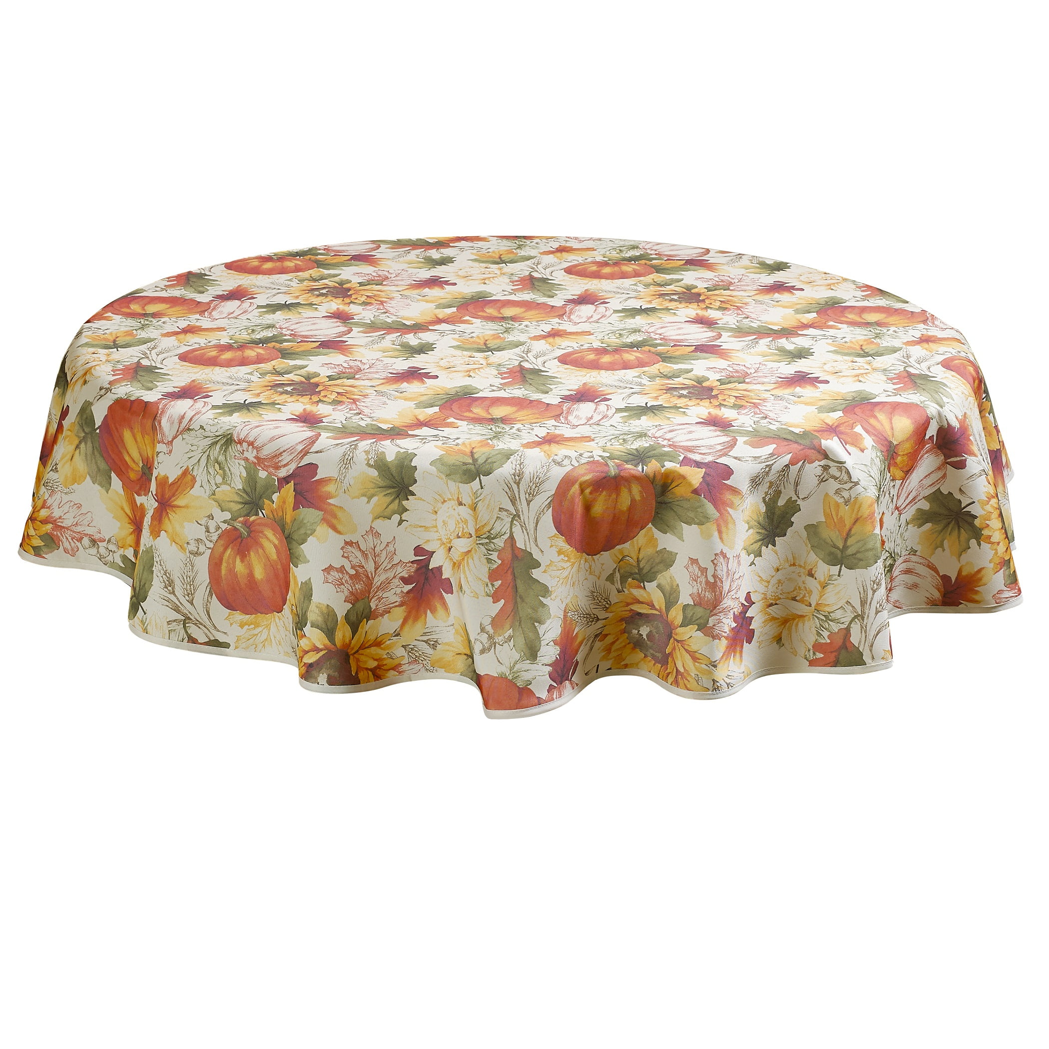 European Fall Harvest Pumpkins and Autumn Leaves Printed Tablecloth ...